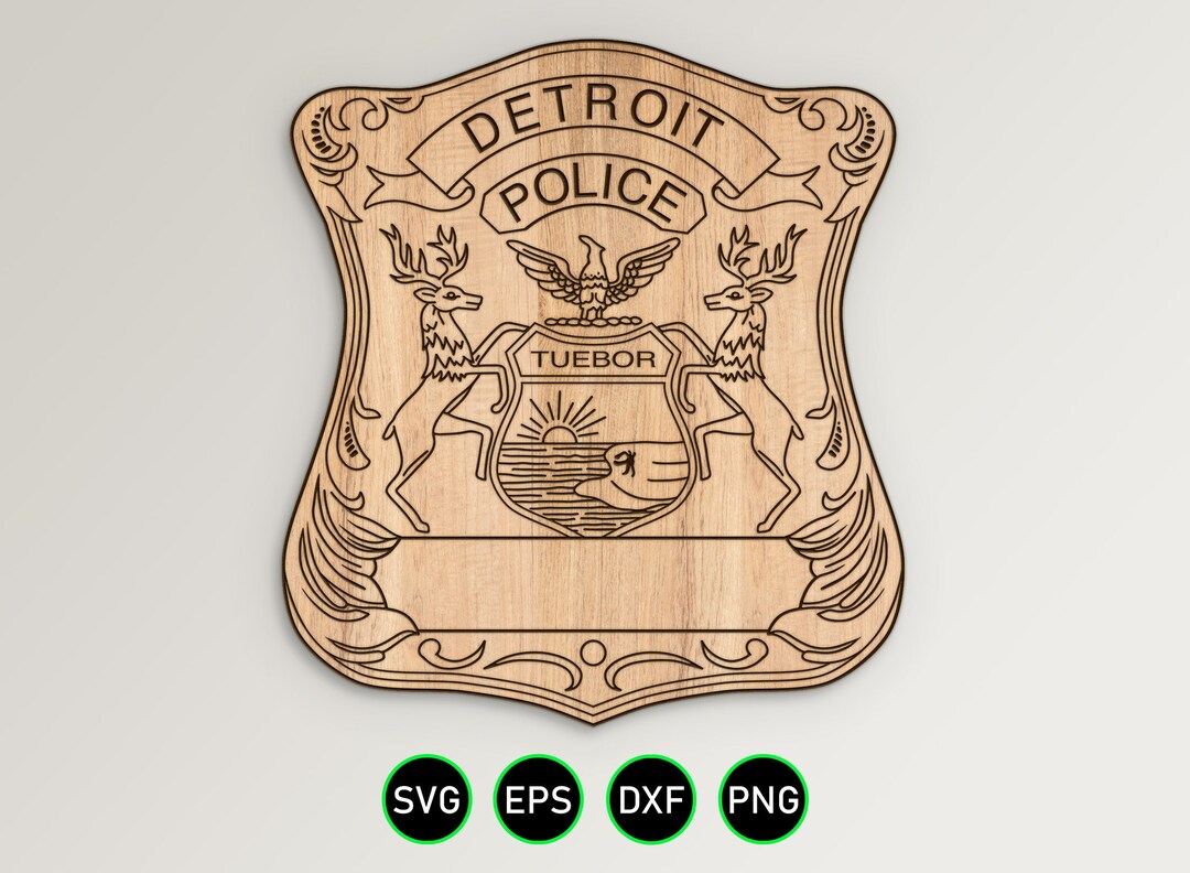 Detroit Michigan Police Badge SVG, MI Police Officer Vector Clipart for ...