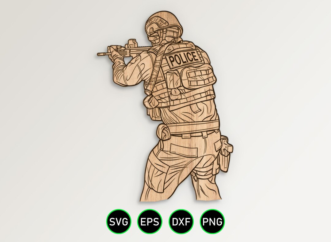 Tactical Police Officer Firing Stance SVG, Police Officer Drawing ...