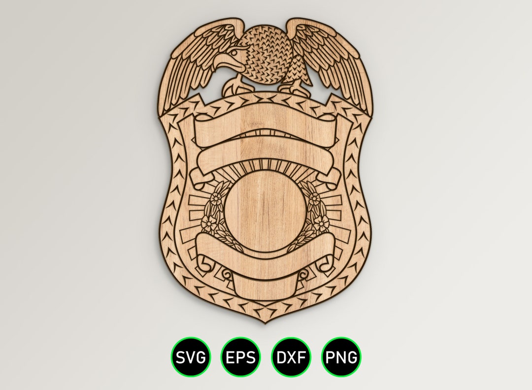 Blank Eagle Topped Badge SVG, Police Fire Badge Design V11 Vector ...
