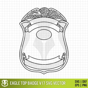 Eagle Topped Badge V17 SVG Vector Blank Police Sheriff Fire Badge Vector Art Police Badge ...