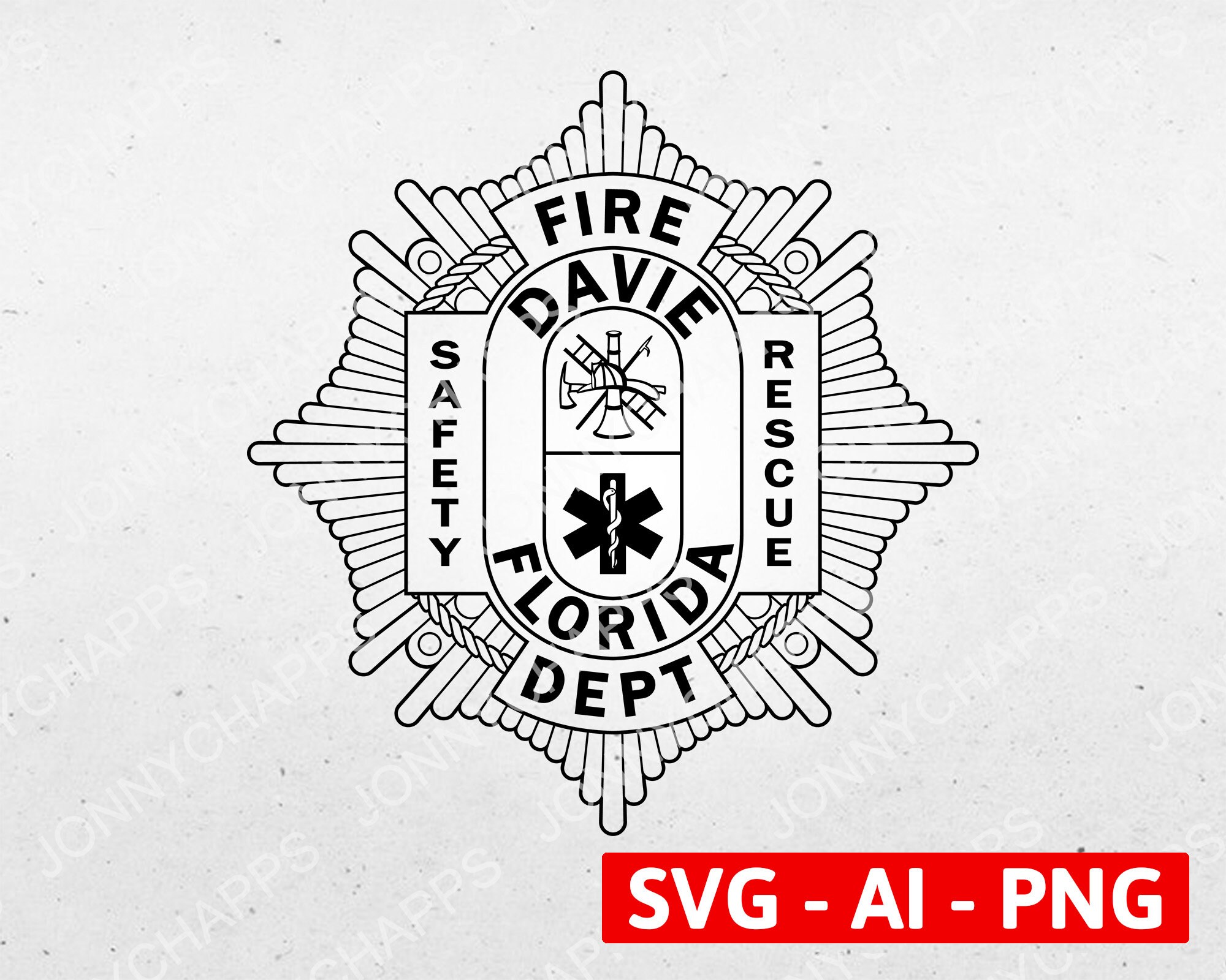 Davie FL Fire Rescue Emblem Florida Fire Department Seal Logo - Etsy