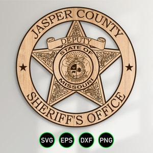 Jasper Missouri Sheriff Badge SVG, JCSO County Sheriff's Office Deputy ...