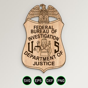 DOJ FBI Badge SVG, Bureau Investigation Justice Department Agent Vector ...