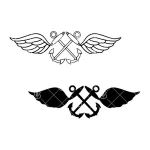 Navy AB Rating Insignia SVG, USN Aviation Boatswains Mate Wings Vector ...