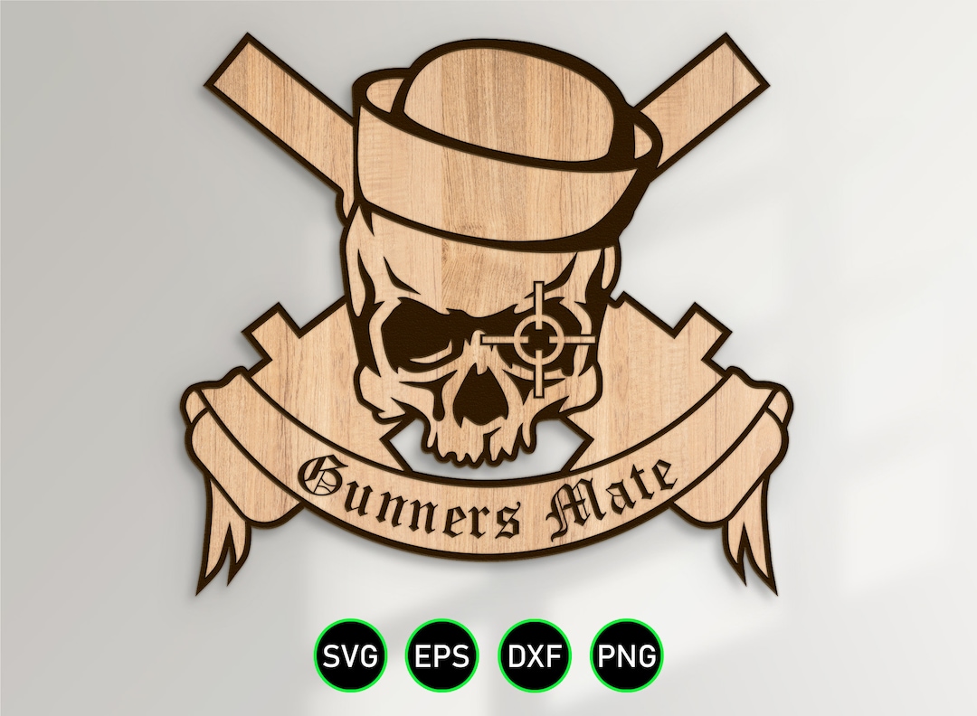 Navy Gunner's Mate Skull SVG, Coast Guard GM Rating Crossed Cannons ...