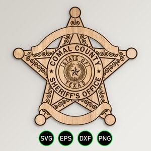 Comal Texas Sheriff Badge SVG, Sheriff's Office Deputy Star Badge ...