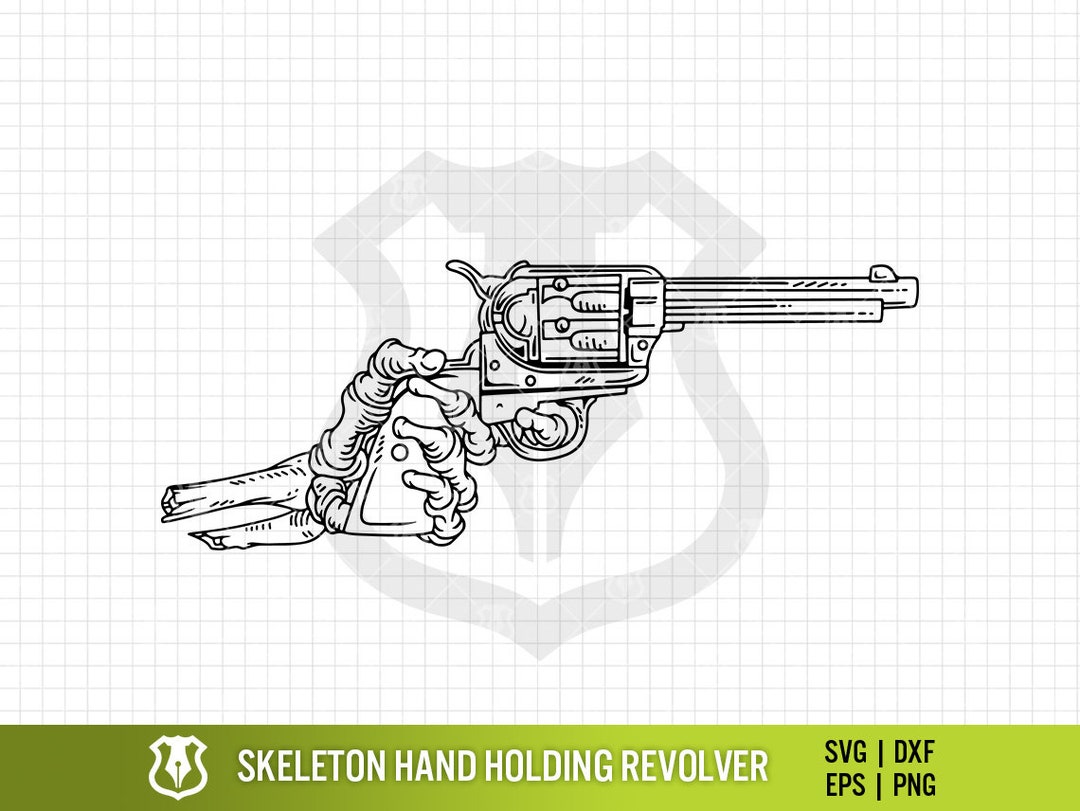 Skeleton Hand Holding Revolver SVG Image Skeleton With Gun Pointed PNG ...