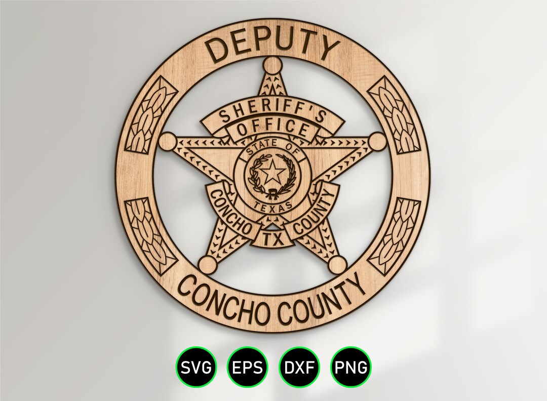Concho Texas Sheriff Badge SVG, County Sheriff's Deputy Star Shield ...