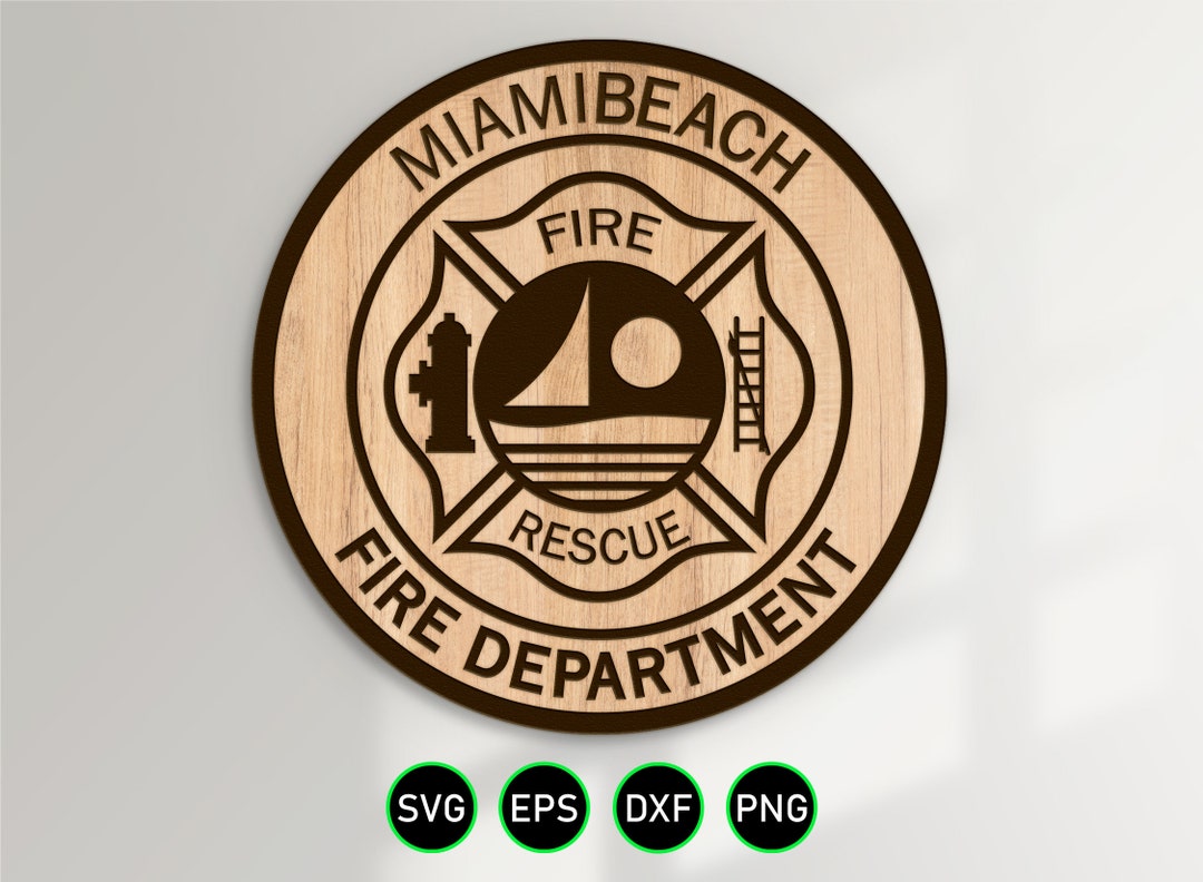 Miami Beach Fire Department Emblem SVG, Florida Firefighter EMS Rescue ...