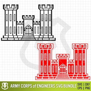 US Army Corps Castle Emblem Layered SVG Bundle Army Corps of Engineers ...