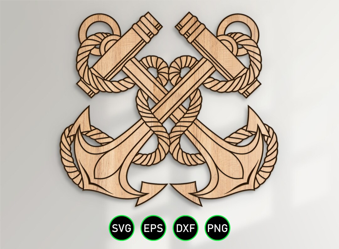 Navy Coast Guard Boatswain's Mate Collar Insignia SVG, BOSN BM Fowled ...