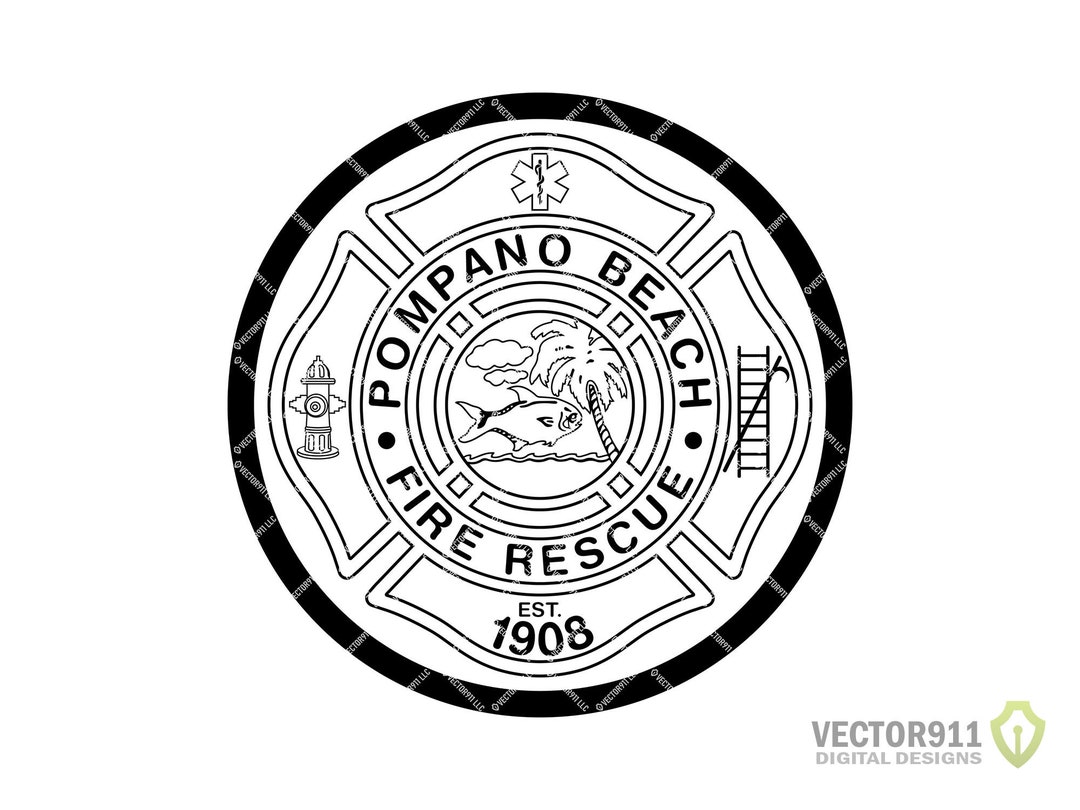 Emblème des pompiers de Pompano Beach, Floride, Pompano Beach, Floride ...