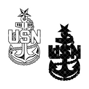 Navy Senior Chief Anchor SVG, USN Senior CPO E8 Rank Insignia Vector ...
