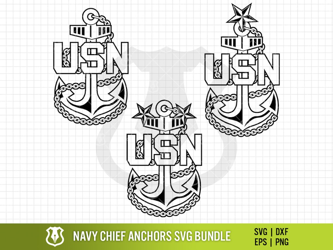 Navy Chief Anchors SVG Bundle Chief E7, Senior Chief E8, Master Chief ...