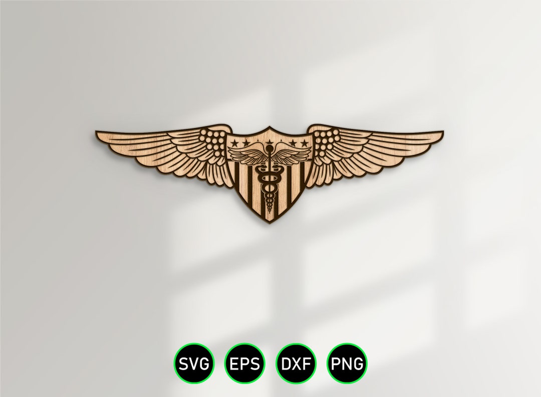 USCG Flight Surgeon Wings SVG, Coast Guard Medical Aviation Pin Vector ...
