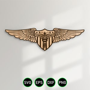 USCG Flight Surgeon Wings SVG, Coast Guard Medical Aviation Pin Vector ...