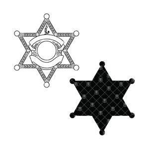 Six Point Star Badge V10 SVG, Blank Sheriff Police 6 Point Shield ...