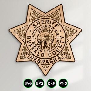 Buffalo Nebraska Sheriff Badge SVG, County Sheriff's Office Star Vector ...