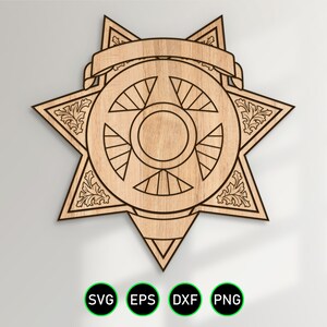 Seven Point Star Badge V10 SVG, Blank Sheriff Deputy Star Police Badge ...