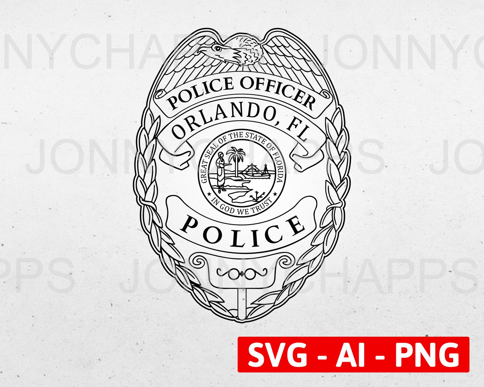 Orlando Florida Police Officer Badge FL Law Enforcement Logo | Etsy