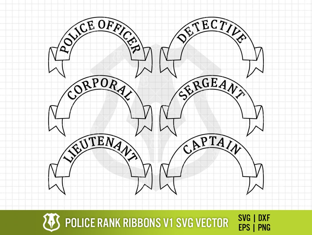 Police Badge Rank Ribbons V1 SVG Vector Bundle Badge Banners With Ranks ...