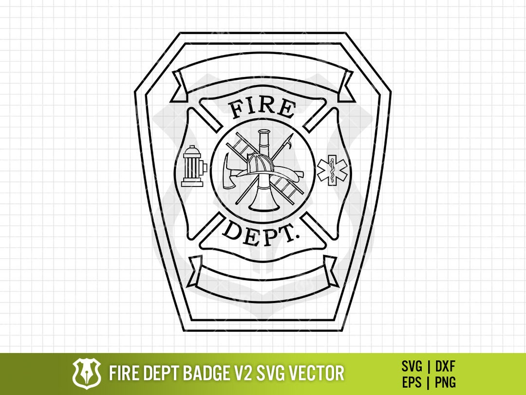 Fire Department Themed Badge V2 SVG Vector Blank Firefighter Badge ...