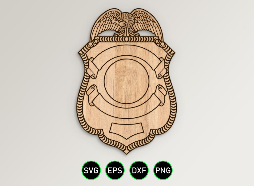 Blank Eagle Topped Badge SVG, Police Badge Design V31 Vector Clipart ...