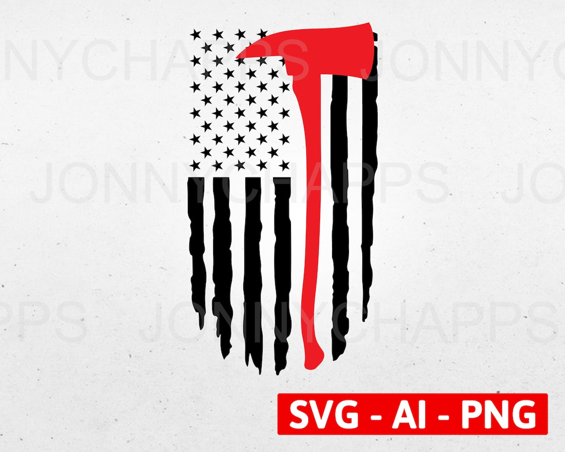 Firefighter Axe Thin Red Line American Flag Fireman Axe Logo | Etsy