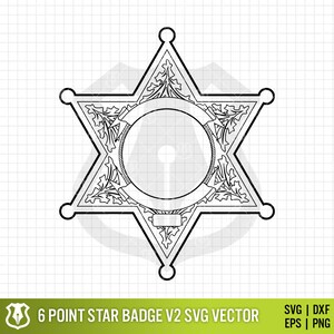 6 Point Star Badge V2 SVG Vector Police Sheriff Deputy Star Shaped ...