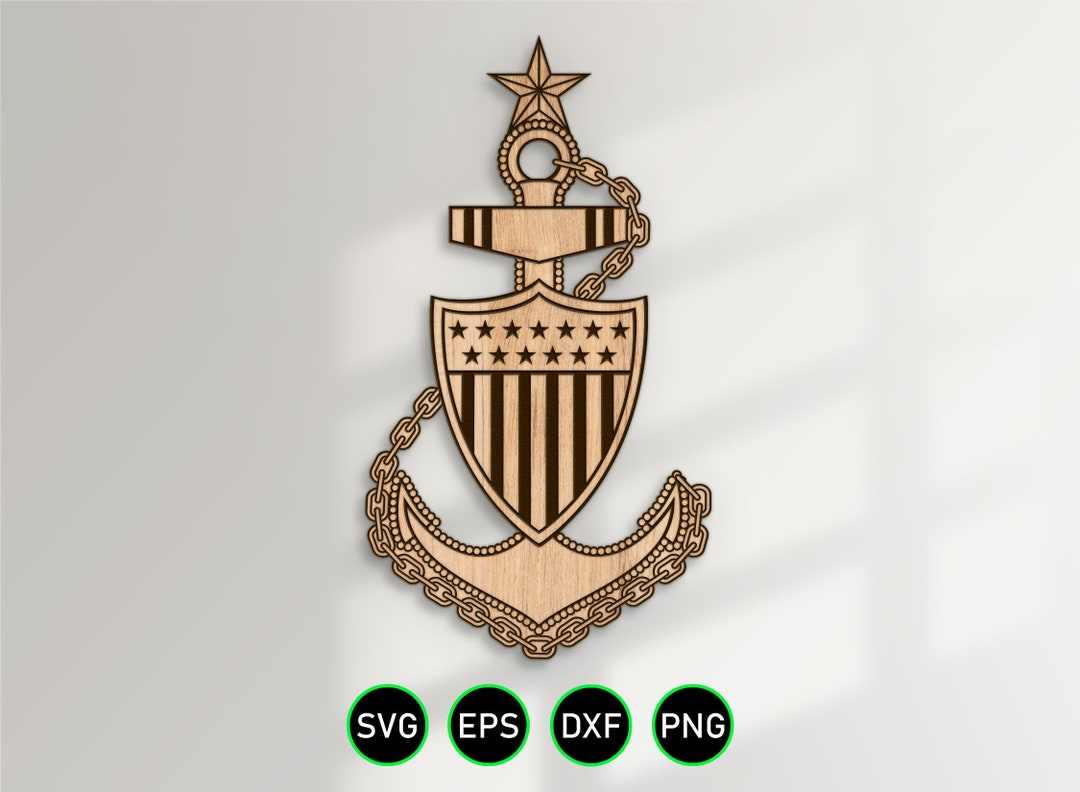USCG Senior Chief Anchor SVG, Coast Guard Senior CPO E8 Rank Insignia ...