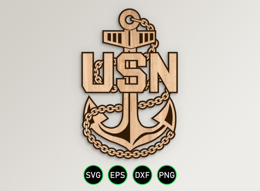 Navy Chief Fouled Anchor SVG, USN CPO Rank Insignia Vector Clipart for ...