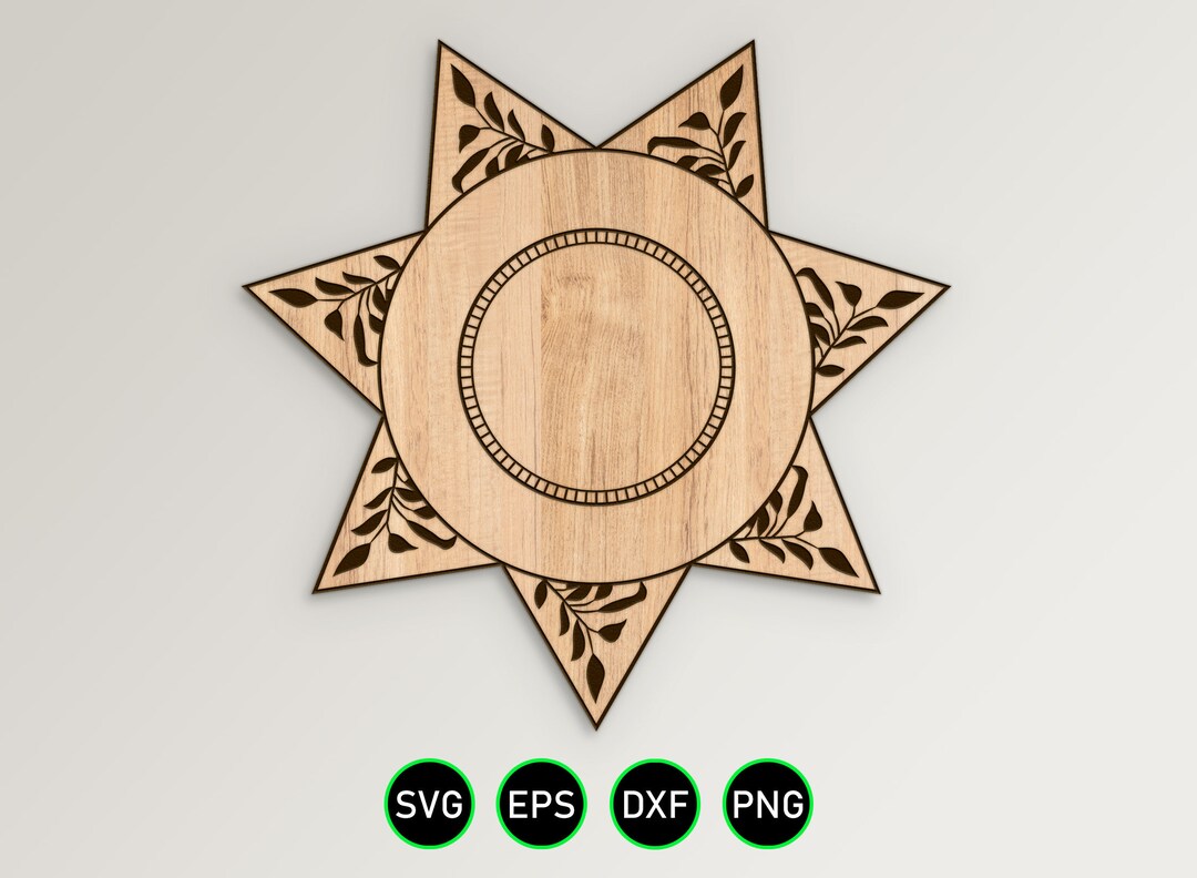 Seven Point Star Badge V7 SVG, Blank Sheriff Star Design Vector Clipart ...