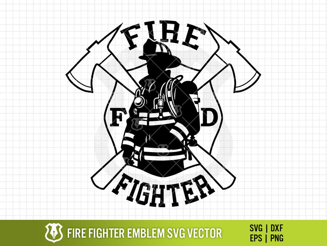 Firefighter Hero Emblem With Crossed Axes and Maltese Cross Design ...