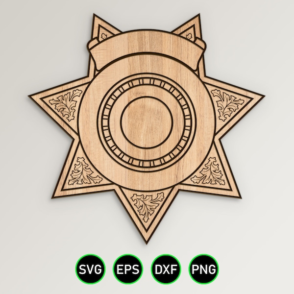 7 Point Star Badge Svg - Etsy