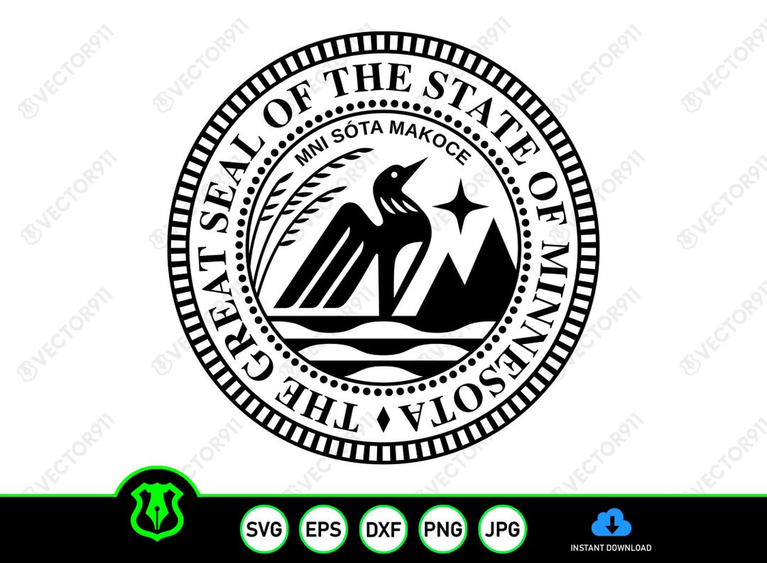 Minnesota State Seal Design SVG, Great Seal of MN With Loon Vector ...