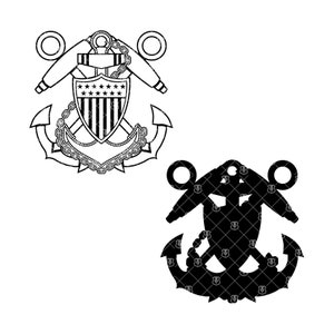 USCG Boatswains Mate Chief Anchor SVG, Coast Guard BMC Rank Insignia ...