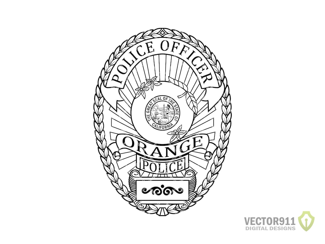 Orange California Police Department Badge, CA Law Enforcement Officer ...