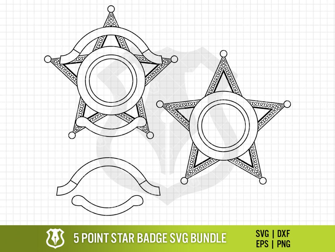 Blank 5 Point Star Badge SVG Bundle V1 Blank Badge Shape PNG - Etsy