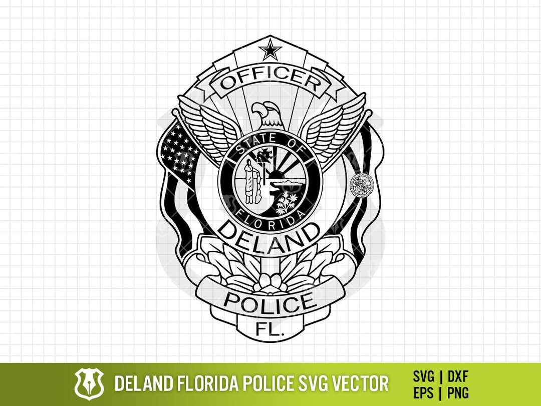 Deland Florida Police Officer Badge, FL Law Enforcement Logo Seal ...