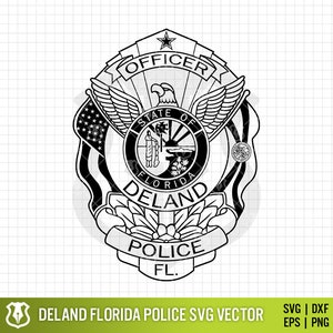 Deland Florida Police Officer Badge, FL Law Enforcement Logo Seal ...