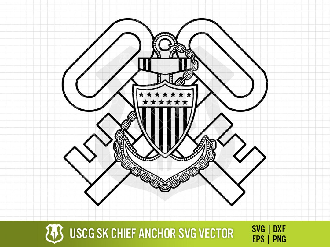 Storekeeper Chief SKC Anchor Emblem USCG, Coast Guard E7 Storekeeper ...