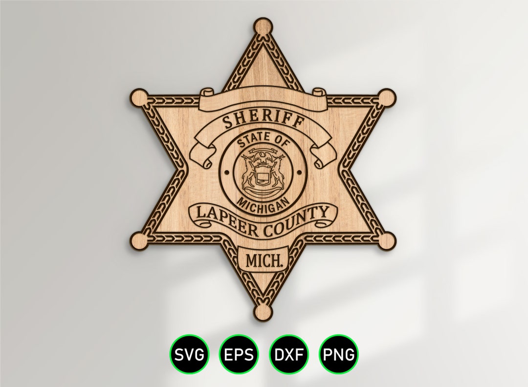 Lapper Michigan Sheriff Badge SVG, County Sheriff's Office Star Shield ...