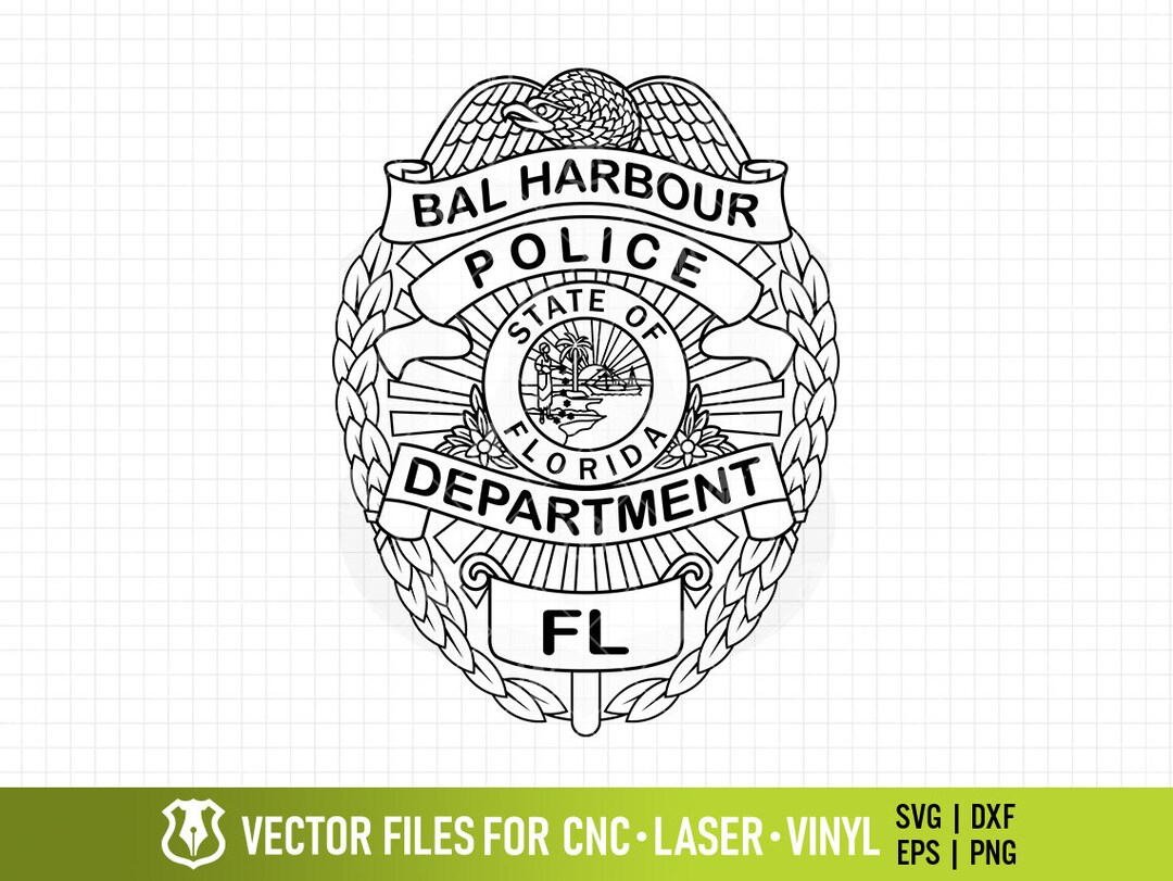 Bal Harbour Florida Police Department Officer Badge Vector Clipart High ...