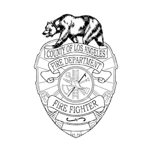 Los Angeles California Fire Department Badge SVG, LA County Firefighter ...