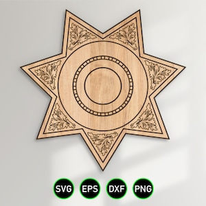 Seven Point Star Badge V11 SVG, Blank Sheriff Police Shield Design ...