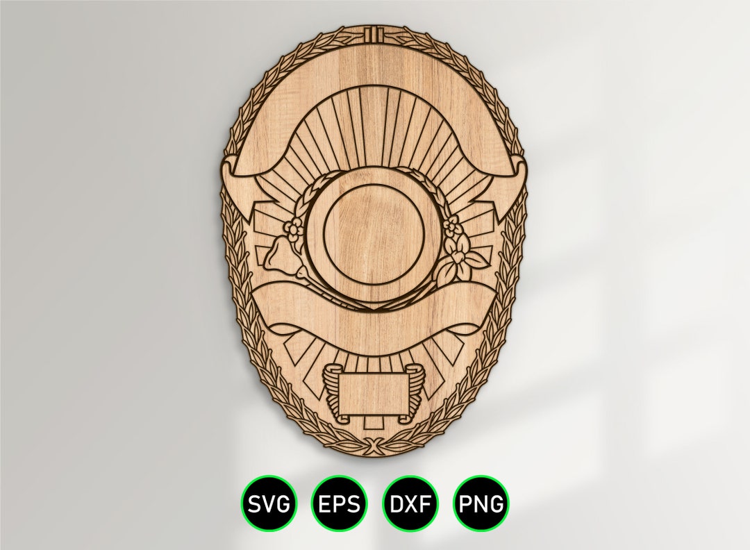 Classic Oval Shaped Badge V12 SVG, Blank Police Sheriff Fire Badge ...