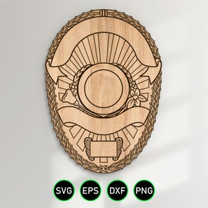 Classic Oval Shaped Badge V12 SVG, Blank Police Sheriff Fire Badge ...