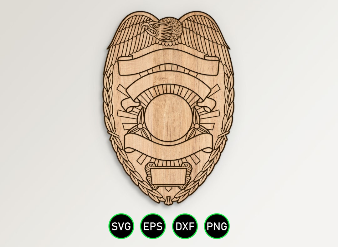 Eagle Topped Badge Design V27 SVG, Blank Police Officer Fire Badge ...