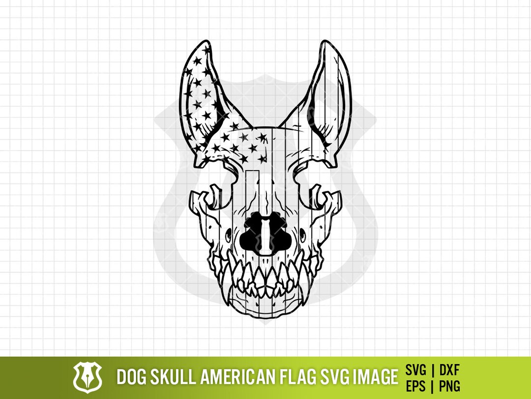 K9 Skull American Flag SVG Image Dog Head USA Flag Outline PNG Image ...