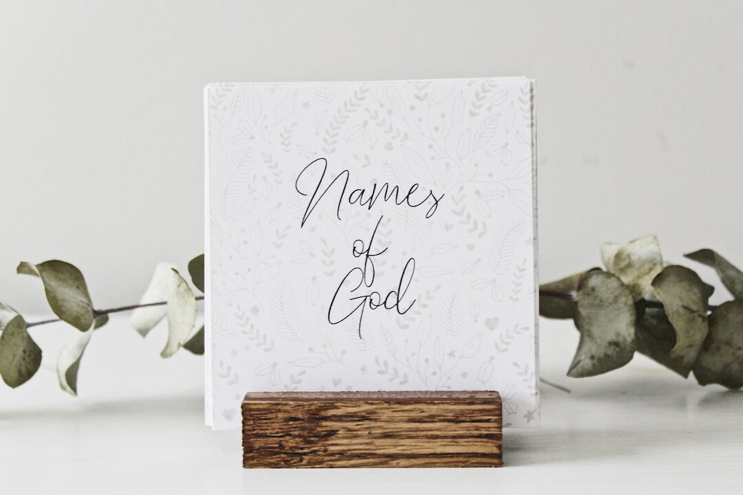 Names of God Scripture Cards Set of 25 Wood Stand Christian Faith Gift ...